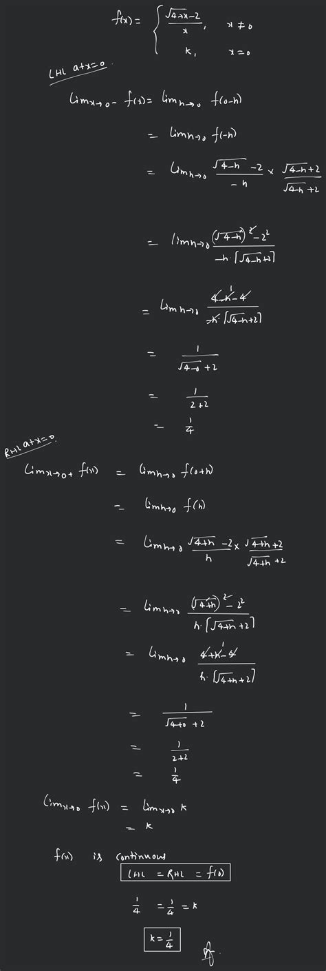 For What Value Of K The Function Given Below Is Continuous At X0 Fx