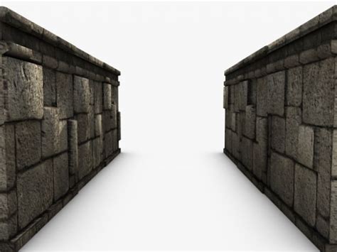3d Model Low Poly Stone Wall Module Vr Ar Low Poly Cgtrader