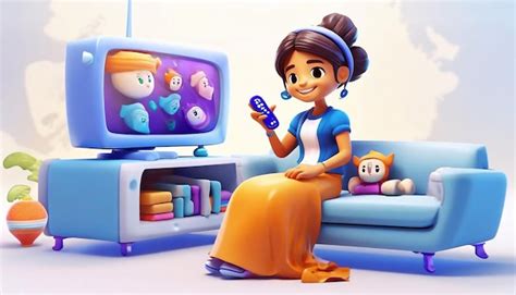 Premium Ai Image View Of 3d Girl Watch Television
