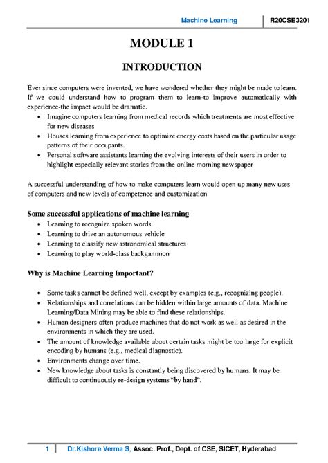 Ml Unit I Notes Module 1 Introduction Ever Since Computers Were Invented We Have Wondered