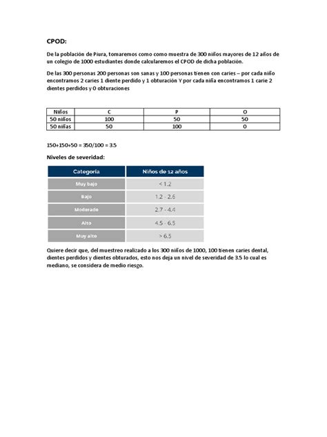 Cpod Y Ihos Pdf Ramas De Odontología Medicina Clinica