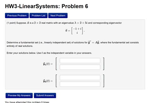 Solved Hw3 Linearsystems Problem 6 Previous Problem Problem