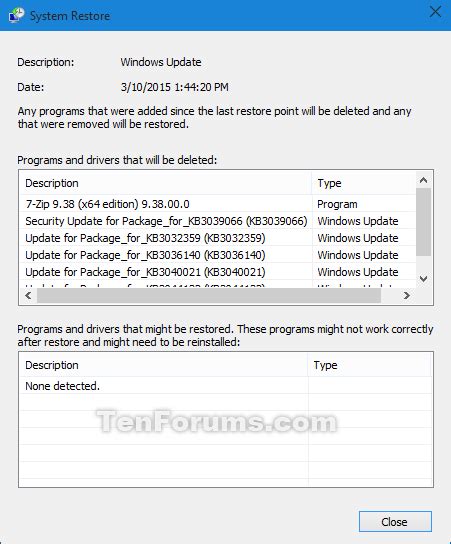 System Restore Windows 10 Tutorials