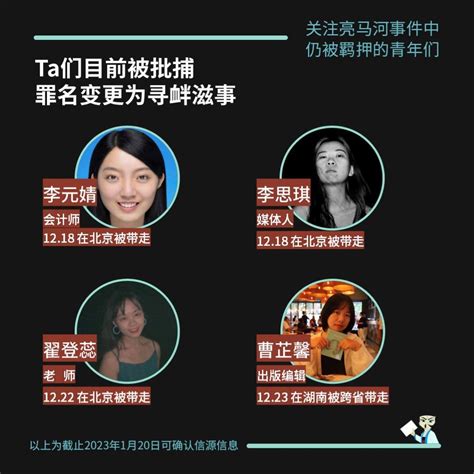 关注李元婧、李思琪、曹芷馨、翟登蕊等9人被检察院以 寻衅滋事”批捕。部分被捕者具有女权活动背景 Rdoubanfeministgroup