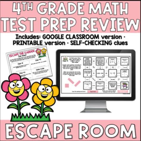 4th Grade Math Test Prep Review Spring Escape Room State Test End Of Year