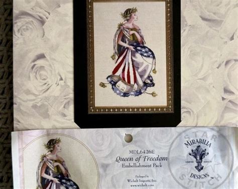 In Stock Mirabilia Queen Of Freedom Cross Stitch Pattern W Embellishments Nora Corbett Rare