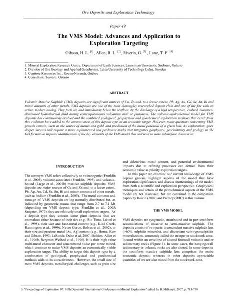 The Vms Model Advances And Application To Exploration Dmecca