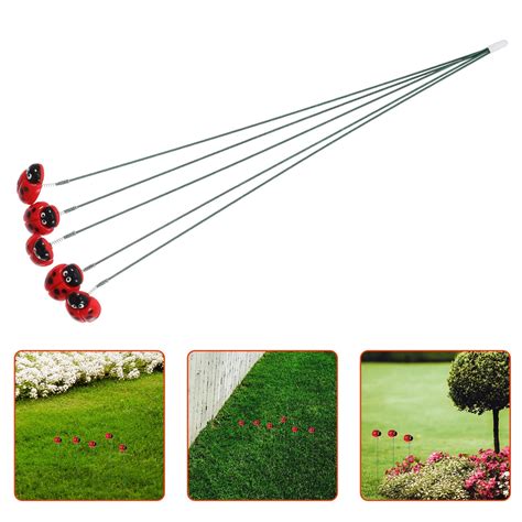 Leorx 10 Pcs Spring Simulated Ladybug Plugin Garden Stake Decoration Miss 30x2cm