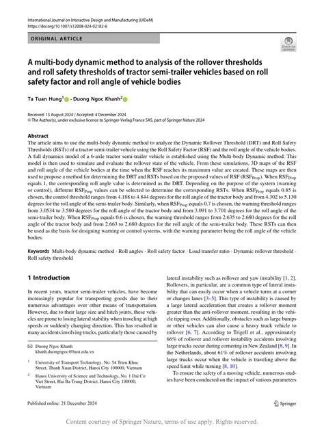 A Multi Body Dynamic Method To Analysis Of The Rollover Thresholds And