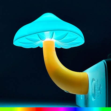 Mushroom Night Light Plug In Night Light With Auto Light Sensor Rgb