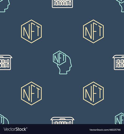 Set Line Binary Code Nft Digital Crypto Art And Vector Image