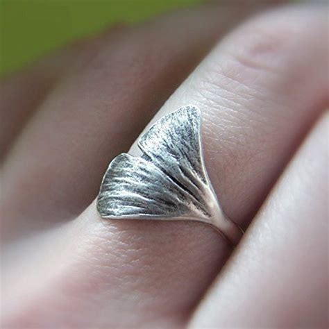 Ginkgo Leaf Ring Sterling Silver Sterling Silver Rings Rings Leaf