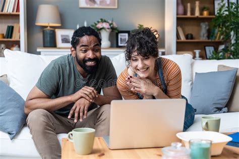 Young Freelance Workers Couple Man And Woman Having Video Call On
