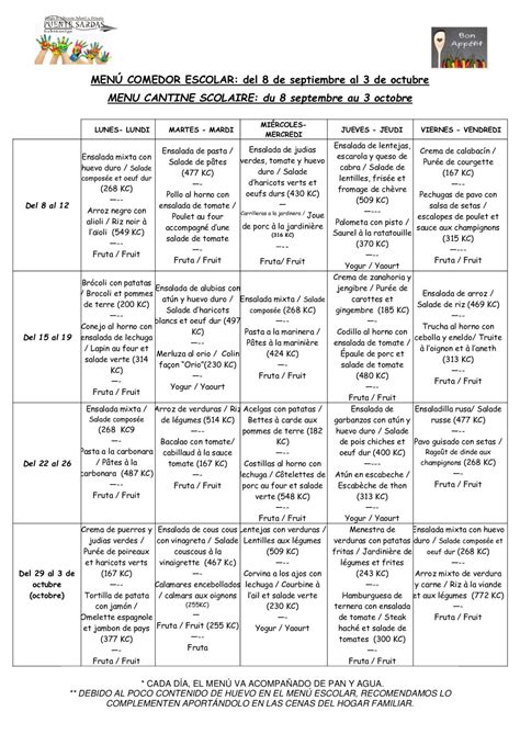 MenÚ Escolar Septiembre 2025 C E I P Puente Sardas