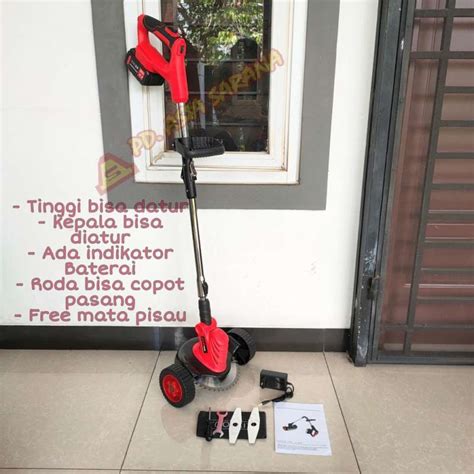Jual Cordless Grass Trimmer Dorong Roda 48vf Jld Lawn Mower Potong