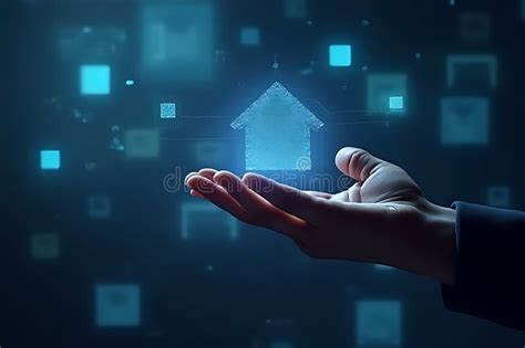 Digital Home Model Visualization Virtual Space 3d Graphics Technology Futuristic Concept Stock