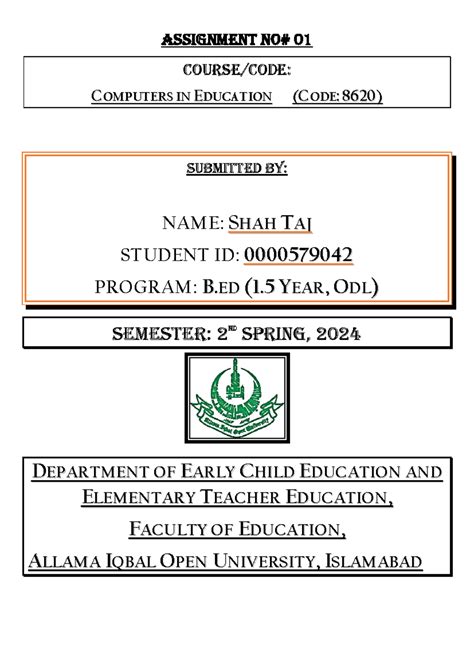 Assignment Of Computers In Education 8620 Assignment C C O O M M P P