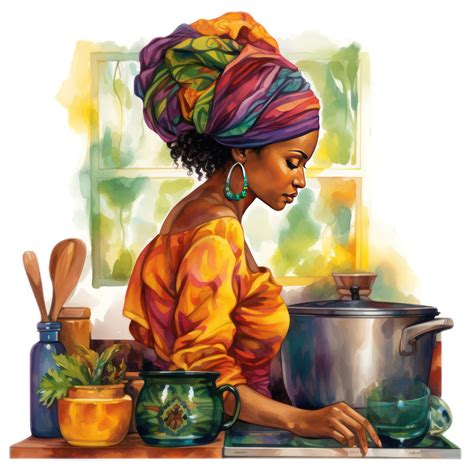 7 Watercolor Black Woman Cooking Clipart Afro American Woman Cook