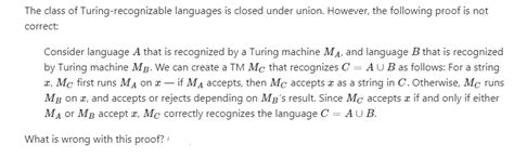 Solved The Class Of Turing Recognizable Languages Is Closed Chegg
