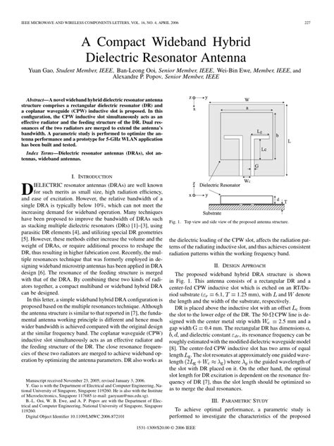 Pdf A Compact Wideband Hybrid Dielectric Resonator Antenna