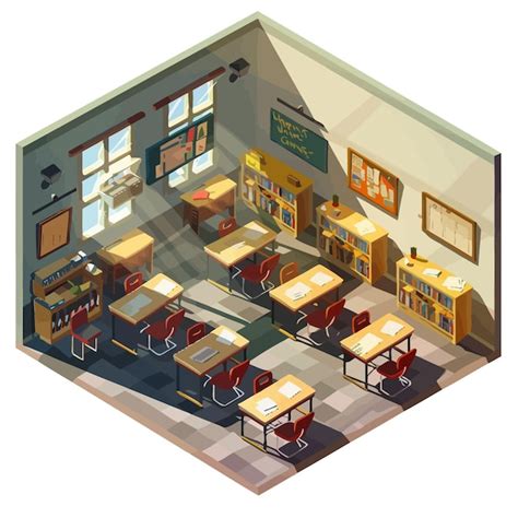 Premium Vector Vectorisometricschoolartclassroom