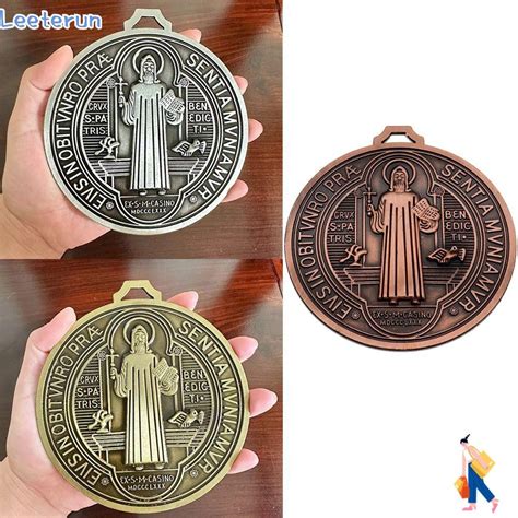 Leeterun Saint Benedict Round สังกะสีอัลลอยด์ 5 นิ้ว Saint Benito