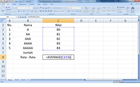 Cara Menggunakan Rumus Average Di Microsoft Excel Rumus Rata Rata Riset