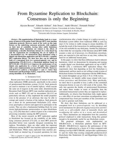 Pdf From Byzantine Replication To Blockchain Consensus Is Only The