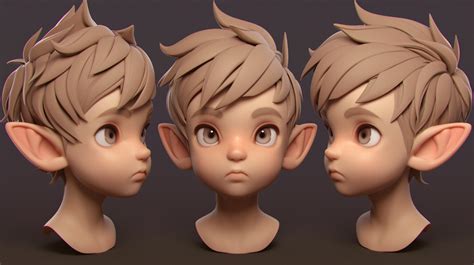 3d Head Sculpt References In 4k Tika Art 300 Chibi Elf Male Head