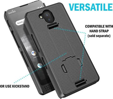 Black Hard Case Stand And Belt Clip Holster For Sonim Xp10 5g Phone