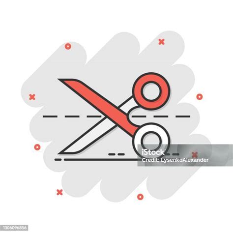 Ikon Gunting Kartun Vektor Dalam Gaya Komik Pictogram Ilustrasi Tanda