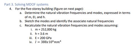 Rt 3 Solving Mdof Systems 4 For The Five Storey