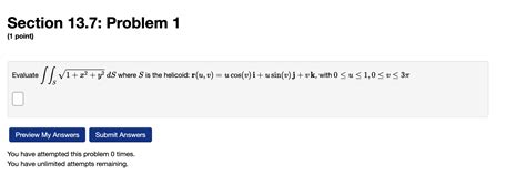 solved section 13 7 problem 1 1 point evaluate s[v1 z2