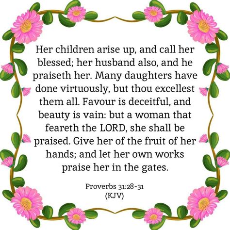 Proverbs 31 28 31 Kjv Pink Flower Frame