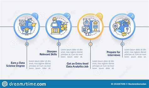 Becoming Data Scientist Blue Circle Infographic Template Stock Vector