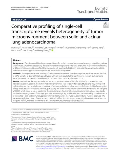 PDF Comparative Profiling Of Single Cell Transcriptome Reveals Heterogeneity Of Tumor