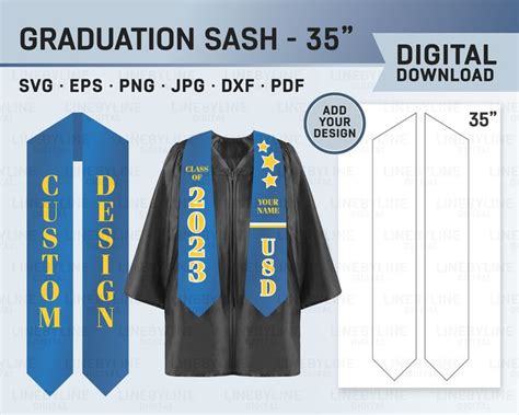Graduation Sash Template Graduation Stole Template Graduate Gown