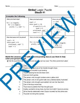 Python Loops Logic Puzzle Worksheet By Riley Bell Silessi TPT
