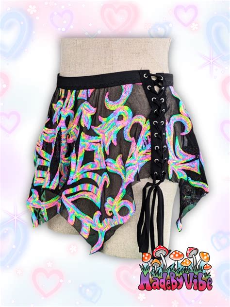 Nostalgic Neon Pixie Skirt Ready To Ship Made By Vibe