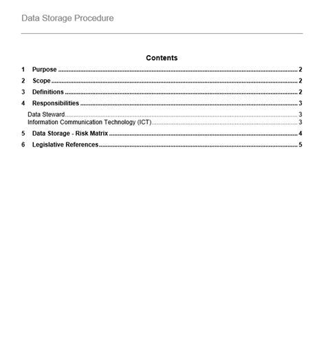 Procedure For Data Storage Grcready