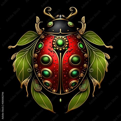 Colorful Ladybug Beetle Mandala Art On A Black Background Created With