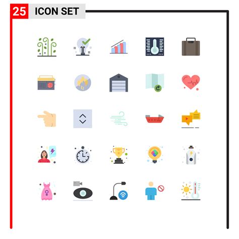 Set Of 25 Vector Flat Colors On Grid For Business Spa Tick Temperature Analysis Editable Vector