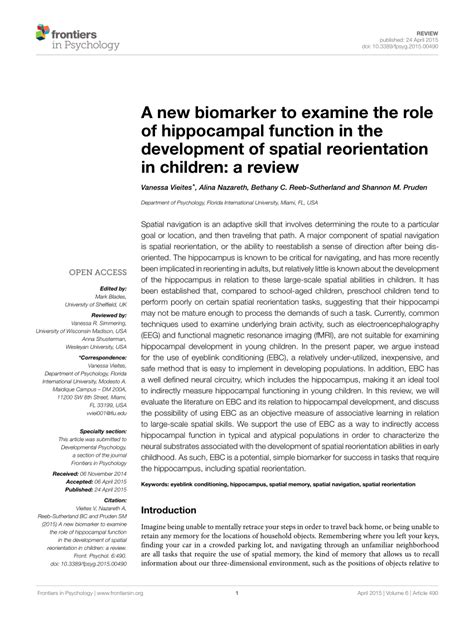 Pdf A New Biomarker To Examine The Role Of Hippocampal Function In