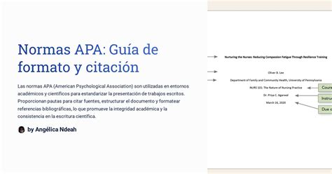Normas Apa Guía De Formato Y Citación