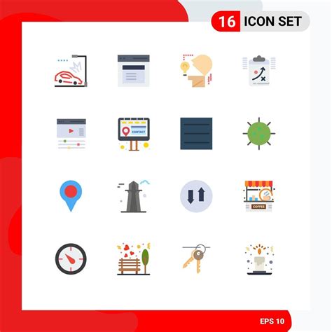 Pictogram Set Of 16 Simple Flat Colors Of Management Strategy Window Planning Bulb Editable Pack