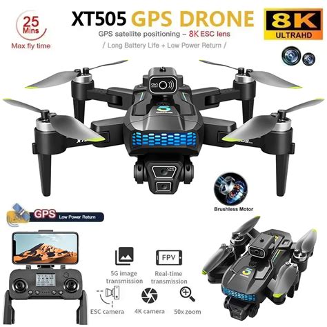 Xt505 Gps 드론 8k 전문 Hd 듀얼 카메라 5g 와이파이 360 ° 장애물 회피 브러시리스 모터 티몬