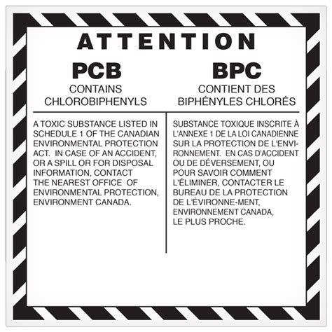 Attention Pcb Bpc Bilingual Hazardous Material And Waste Label 6 In