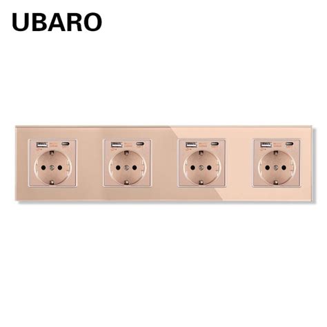 Характеристики Розетка электрическая четырехпостовая с Usb и Type C входами в стандартный