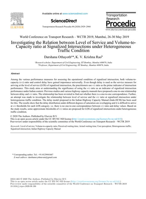 Pdf Investigating The Relation Between Level Of Service And Volume To