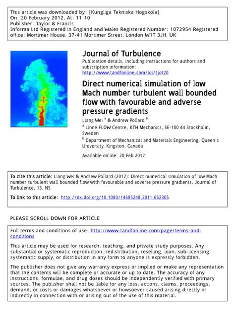 Pdf Direct Numerical Simulation Of Low Mach Number Turbulent Wall Bounded Flow With Favourable
